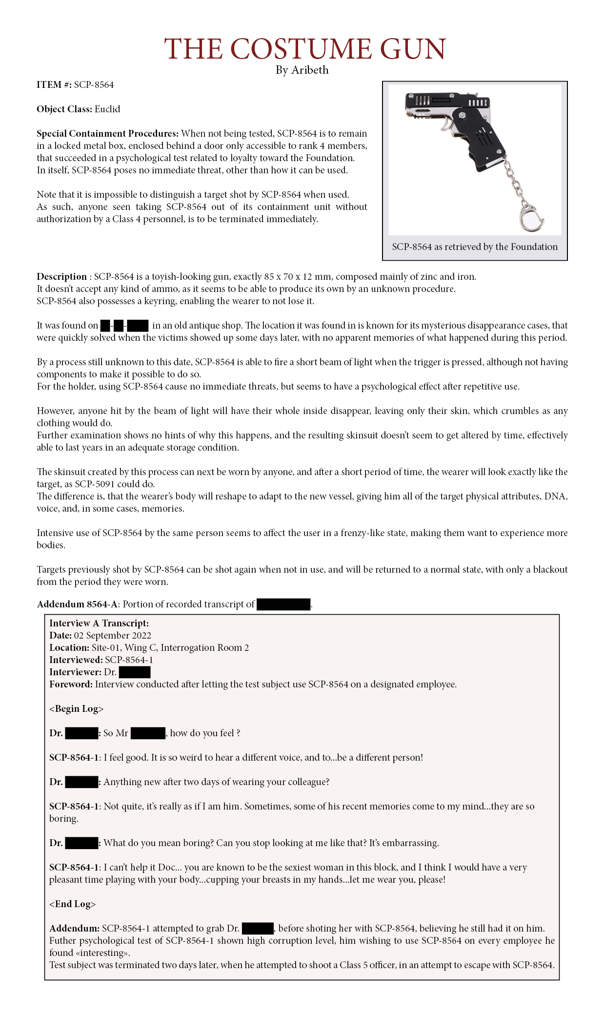 SCP-8564: The Costume gun - kingdomofari.com